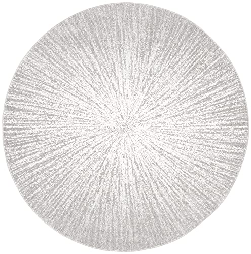 SAFAVIEH Evoke Collection 6'7" Round Dark Grey/Ivory EVK228H Abstract Burst Non-Shedding Dining Room Entryway Foyer Living Room Bedroom Area Rug