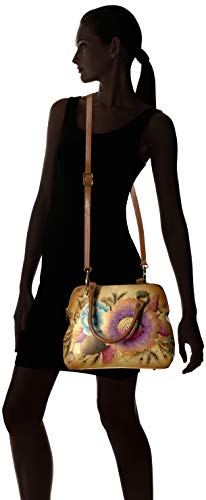 Anna by Anuschka womens Leather Medium Satchel Bag, Rustic Bouquet, One Size US