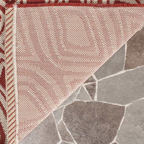 SAFAVIEH Courtyard Collection 2'7" x 5' Red/Beige CY6616 Indoor/ Outdoor Waterproof Easy-Cleaning Patio Backyard Mudroom Area-Rug