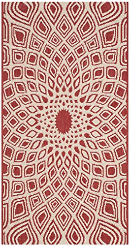 SAFAVIEH Courtyard Collection 2'7" x 5' Red/Beige CY6616 Indoor/ Outdoor Waterproof Easy-Cleaning Patio Backyard Mudroom Area-Rug