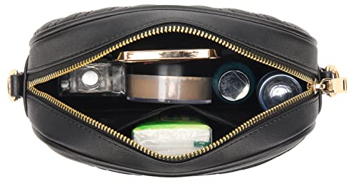lola mae Quilted Crossbody Bag, Trendy Design Shoulder Purse (Black)