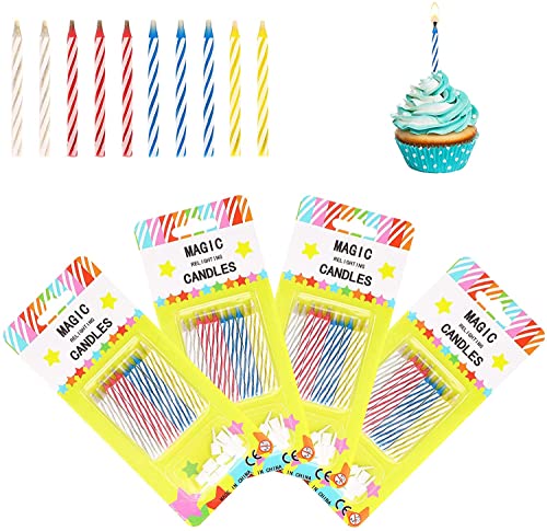 Magic Trick Relighting Candle, 40 Packs Birthday Candles Fun Prank Kit Cake Tricks and Decorations for Birthday, Party, Christmas, Celebration (Multi, 40Pieces)
