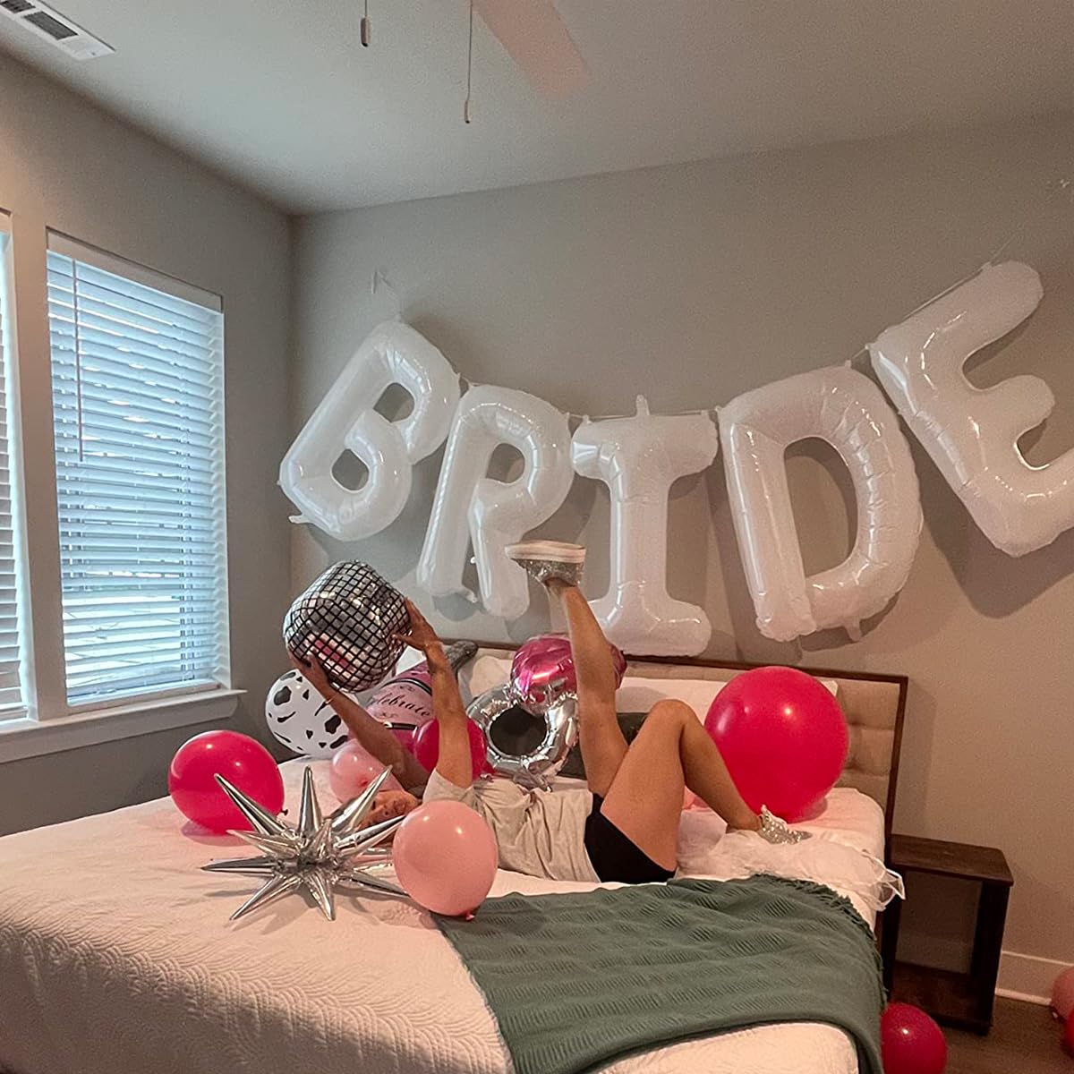 MEYSIMOON 40 inch BRIDE Balloons for Bachelorette Party Decorations White Large Bride Balloon for Bride to Be Bridal Shower Party Decor