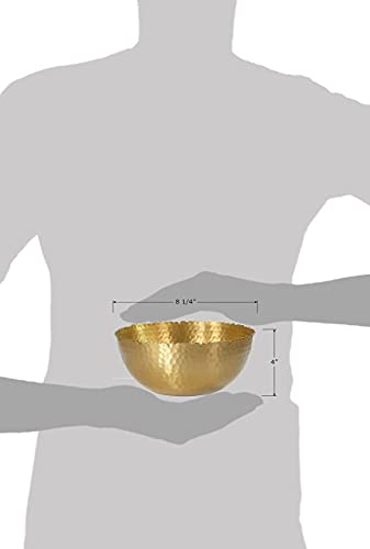 Red Co. Decorative 8.25 Inch Round Hammered Aluminum Centerpiece Bowl with Torn Rim, Gold
