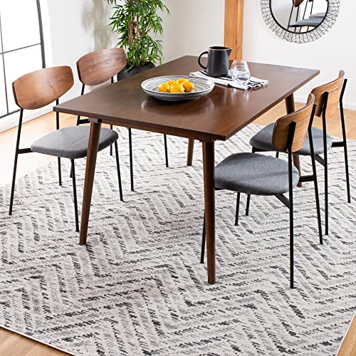 SAFAVIEH Adirondack Collection 8' x 10' Ivory/Charcoal ADR104N Chevron Non-Shedding Living Room Bedroom Dining Home Office Area Rug