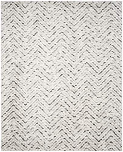 SAFAVIEH Adirondack Collection 8' x 10' Ivory/Charcoal ADR104N Chevron Non-Shedding Living Room Bedroom Dining Home Office Area Rug