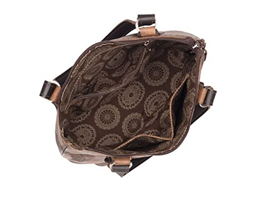 American West Texas Rose Leather Small Convertible Bucket Tote - Golden Tan