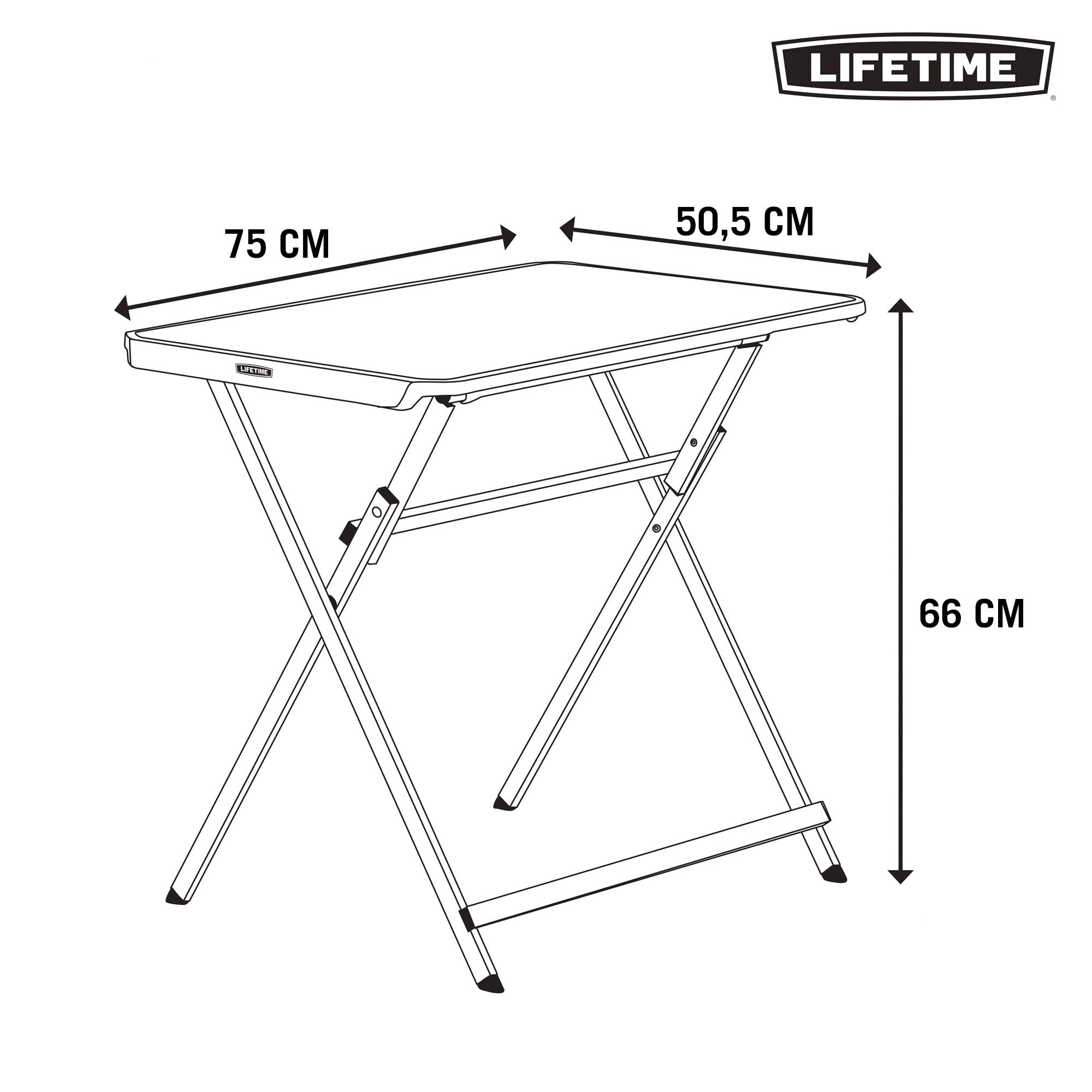 Lifetime Small Folding Table, Personal TV Tray - Portable - great for Kids, Camping, Cards, or Laptops - Plastic Black 30 Inch (80623)