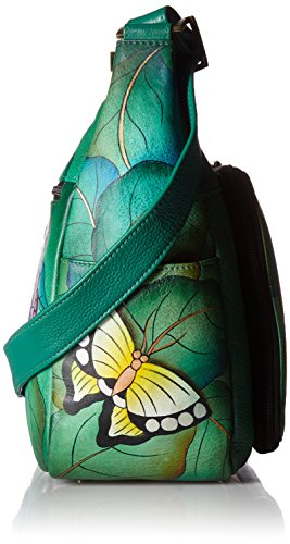 Anna by Anuschka Women's Genuine Leather Large Hobo Handbag | Zip-Top Multi-Compartment Tall Organizer | Summer Wings