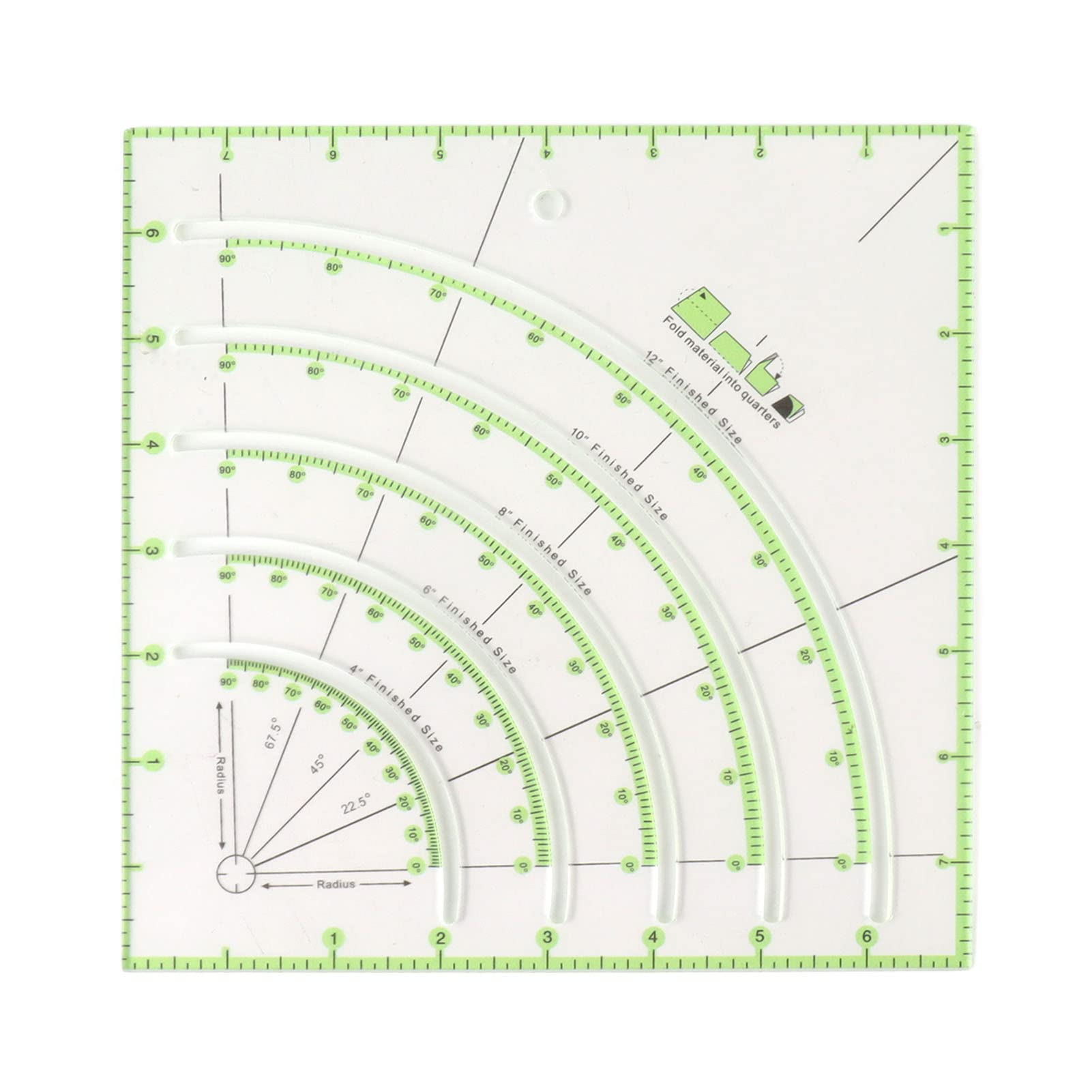 8 Inch Acrylic Quilting Ruler Multifunctional Clear Arcs Fans Quilt Circle Cutter Ruler for Patchwork Sewing Craft Tool