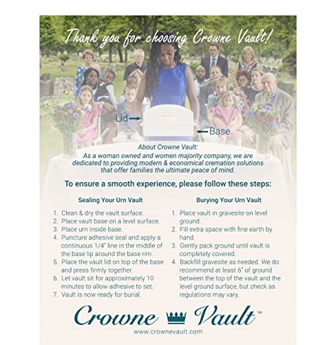 Crowne Vault Burial Urn Vault | Outer Container to Hold Adult Urn for Cremation Ashes for Ground Burial | Made in the USA (Regent, Granite Grey)