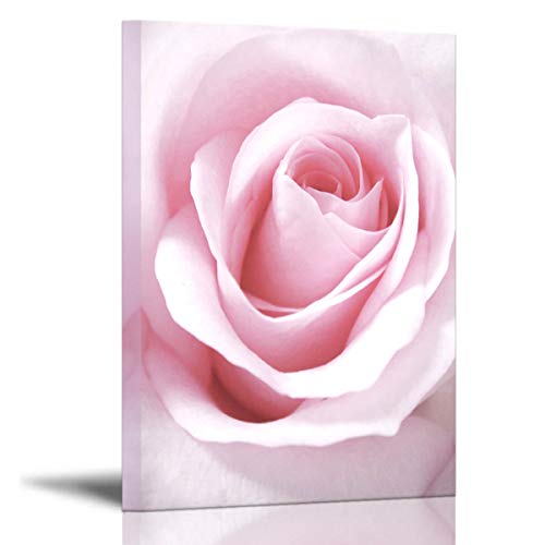 Bedroom Decor for Women Light Pink Rose Decor Canvas Art Flower Wall Decor Bathroom Wall Art Teen Girls Room Decor Gallery Wrapped Artwork for Walls Floral Wall Pictures Room Decorations 12x16inch