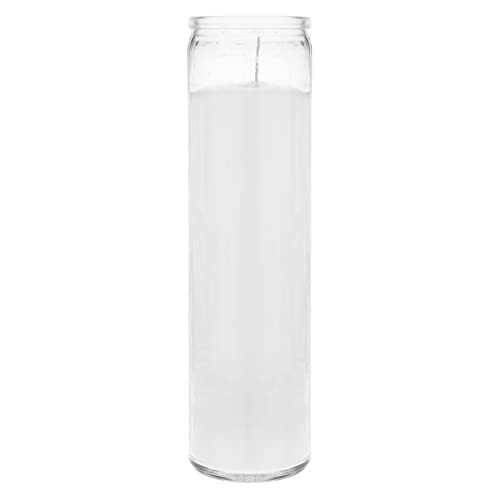 Mega Candles 6 pcs Unscented White 7 Day Devotional Prayer Glass Container Candle, Premium Wax Candles 2 Inch x 8 Inch, Great for Sanctuary, Vigils, Prayers, Blessing, Religious & More