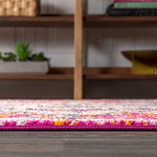 JONATHAN Y BMF104A-8 Bohemian Flair Boho Vintage Medallion Pink/Cream 8 ft. x 10 ft. Area-Rug, Vintage, Easy-Cleaning, for Bedroom, Kitchen, Living Room, Non Shedding