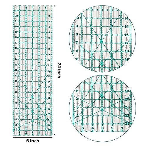 MANUFORE Quilting Ruler 6” x 24” Sewing Acrylic Ruler Anti-Slip Metric Ruler DIY Quilting Tools with Clear Printed Lines for Precise Cutting