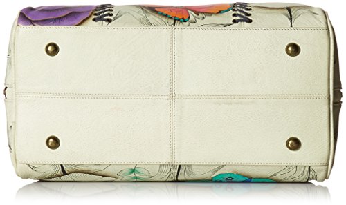 Anna by Anuschka Women's Genuine Leather All Round Zip Satchel | Hand Painted Original Artwork | Medium Zip-Top Organizer | Floral Paradise