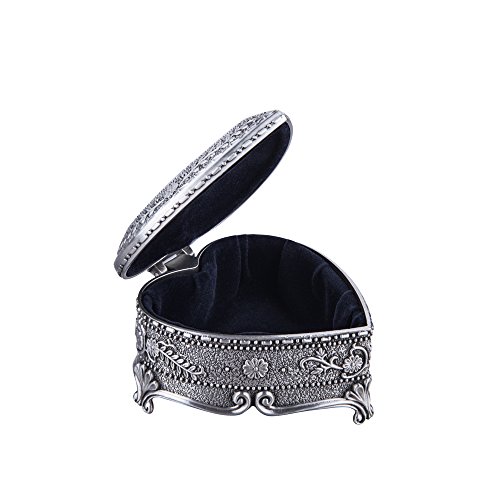 Feyarl Vintage Jewelry Box Heart Shape Trinket Box Ring Earrings Treasure Organizer Box Christmas Brithday Gift