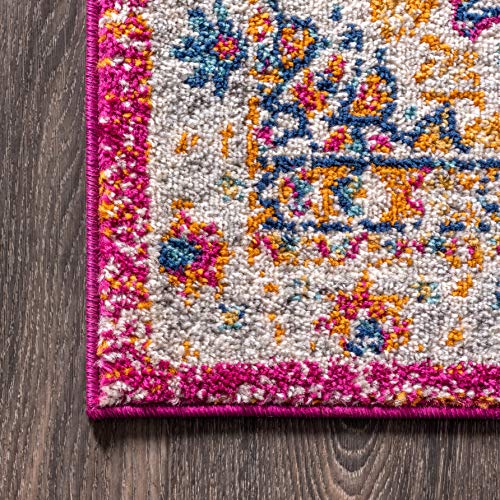 JONATHAN Y BMF104A-8 Bohemian Flair Boho Vintage Medallion Pink/Cream 8 ft. x 10 ft. Area-Rug, Vintage, Easy-Cleaning, for Bedroom, Kitchen, Living Room, Non Shedding