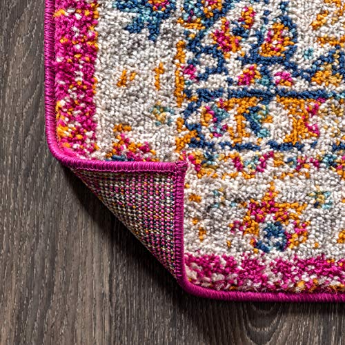 JONATHAN Y BMF104A-8 Bohemian Flair Boho Vintage Medallion Pink/Cream 8 ft. x 10 ft. Area-Rug, Vintage, Easy-Cleaning, for Bedroom, Kitchen, Living Room, Non Shedding