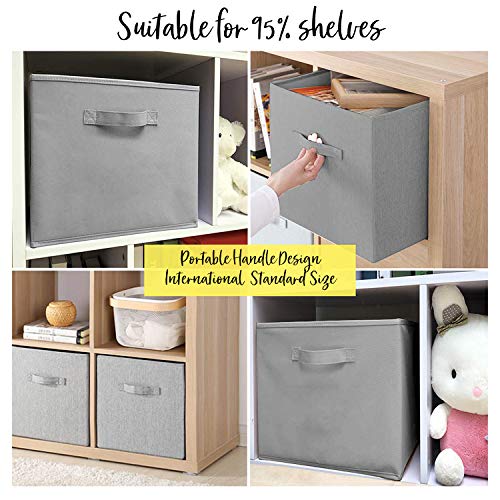 Storage Box Storage Bins 3 Pack Storage Cube Basket Bins Cloth Folding Box Closet Drawers Container Dresser Basket Organizer Shelf Collapsible for Underwear Sock Bra Tight Kids Toy (Gray)