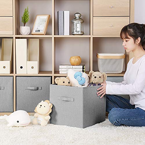 Storage Box Storage Bins 3 Pack Storage Cube Basket Bins Cloth Folding Box Closet Drawers Container Dresser Basket Organizer Shelf Collapsible for Underwear Sock Bra Tight Kids Toy (Gray)