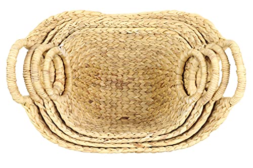 CosmoLiving by Cosmopolitan Seagrass Handmade Two Toned Storage Basket with Handles, Set of 4 17", 15", 13", 12"W, Brown