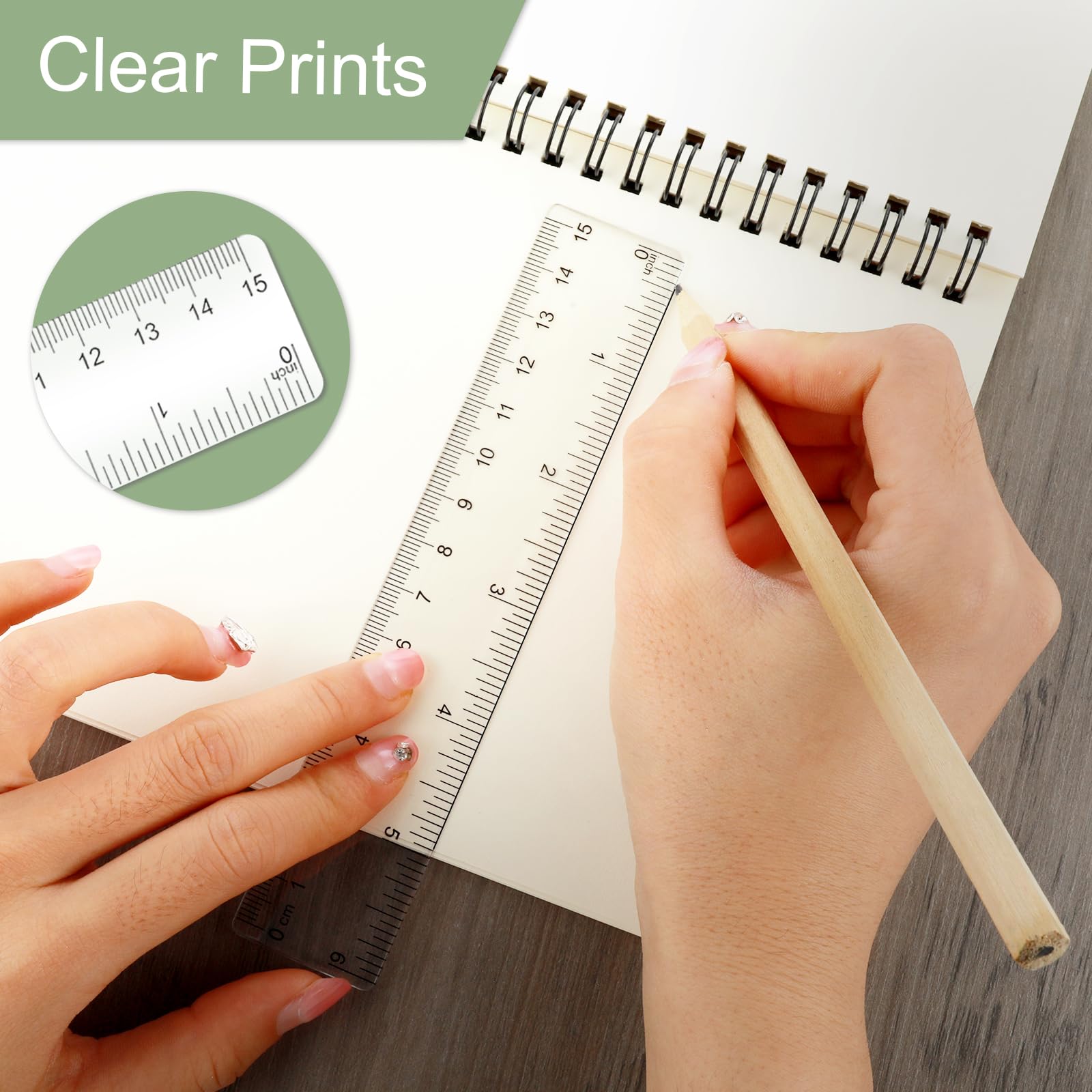 DSLSQD 6 Pack Assorted Color Plastic Rulers - 6 Inch Clear Shatterproof Kids Ruler with Centimeters and Inches