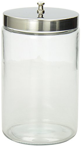 MABIS Decorative Storage Apothecary Clear Glass Jar for Kitchen, Bathroom or Laundry Organization, Medical Sundry Jar with Metal Lid, 4.1 x 3.9 x 7 inches