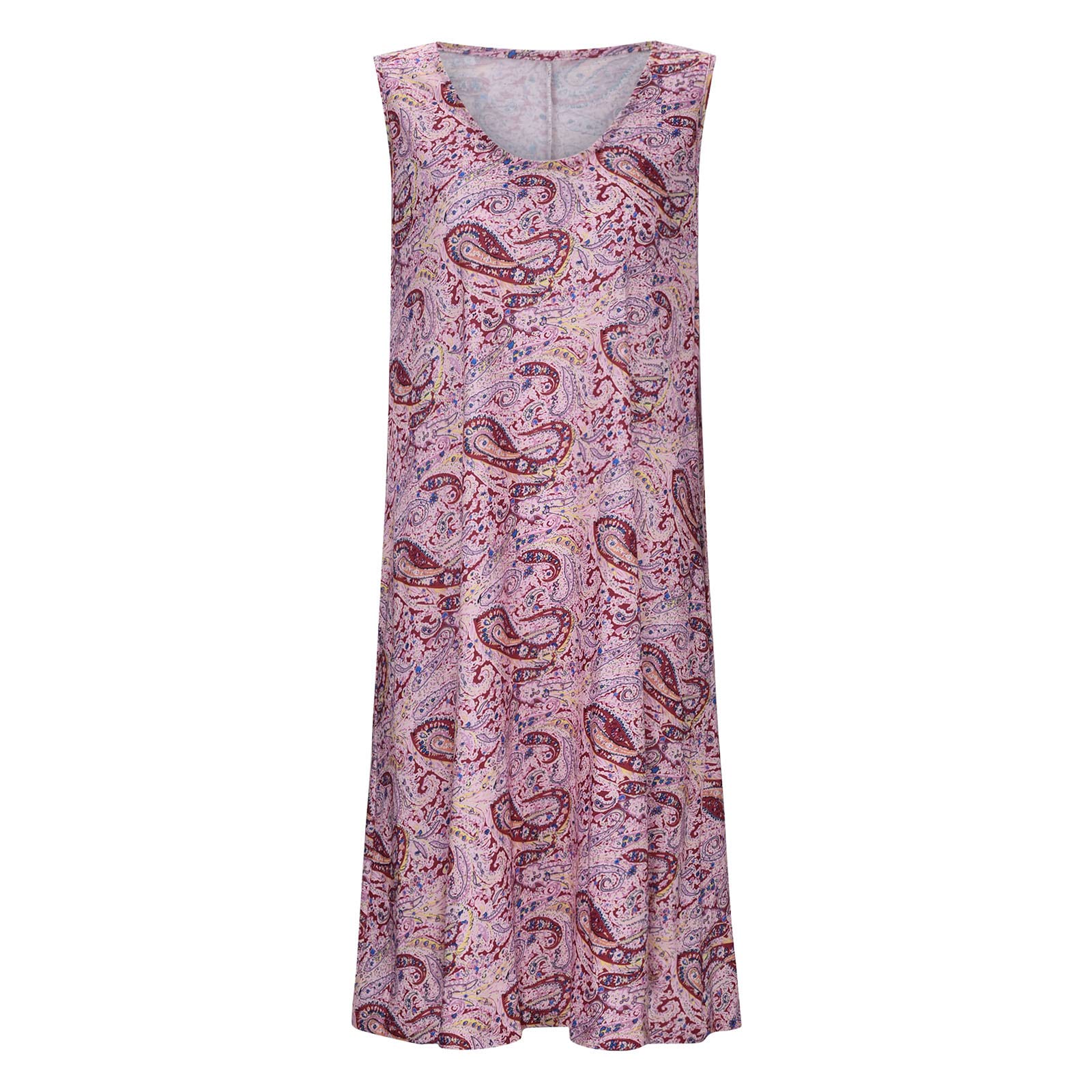 Office Dresses for Women for Work Women Plus Size Boho Casual Printed U Neck Sleeveless Tank Dress Pink