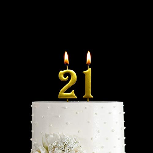 MAGJUCHE Gold 21st Birthday Numeral Candle, Number 21 Cake Topper Candles Party Decoration for Girl Or Boy