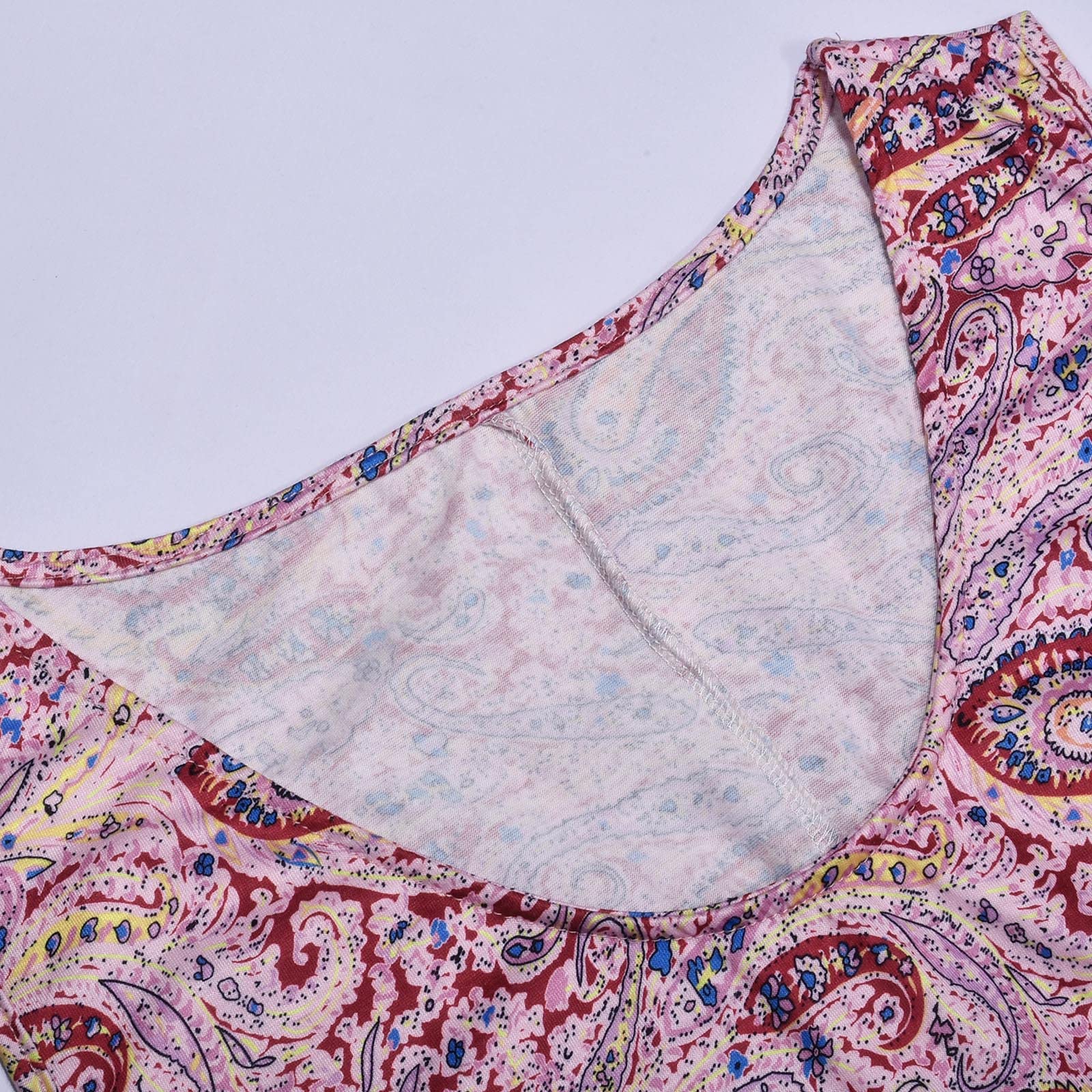 Office Dresses for Women for Work Women Plus Size Boho Casual Printed U Neck Sleeveless Tank Dress Pink