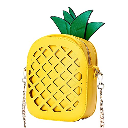 Yuboo Women's Pineapple Purse, Summer Girl‘s Yellow Crossbody Shoulder Bag for Hawaiian& Tropical Party Decorations