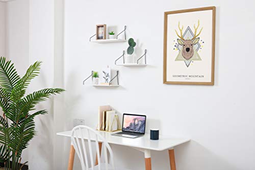 Emmastar Products Industrial Floating Shelves Modern White 3 Pack Piece Set with Easy Install Option or Traditional Screw Mounting