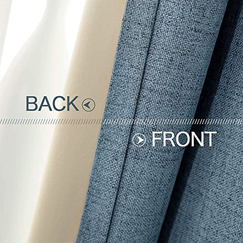 MIULEE Linen Texture Curtains for Bedroom Solid 100% Blackout Thermal Insulated Dusty Blue Curtains Grommet Room Darkening Curtains/Draperies Luxury Decor for Living Room Nursery 52x84 Inch (2 Panels)