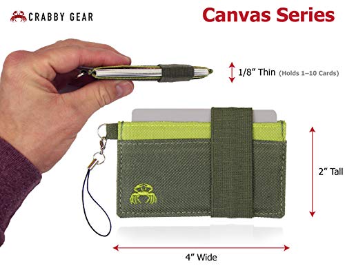 Crabby Wallet - Thin Minimalist Front Pocket Wallet - Credit Card Holder - Small Travel Wallets - Compact Wallets For Men and Women - Carry Cards, Cash, Phone, Keys- Secure Canvas Wallet - Scipio