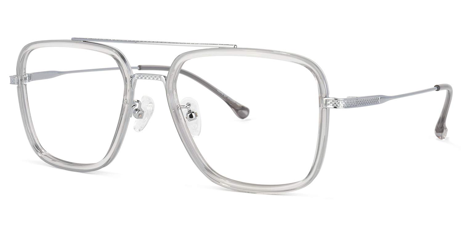 Zeelool Unisex Retro Metal Aviator Eyeglasses Frame for Women Men with Non-prescription Clear Lenses Nayeli Gray-Silver