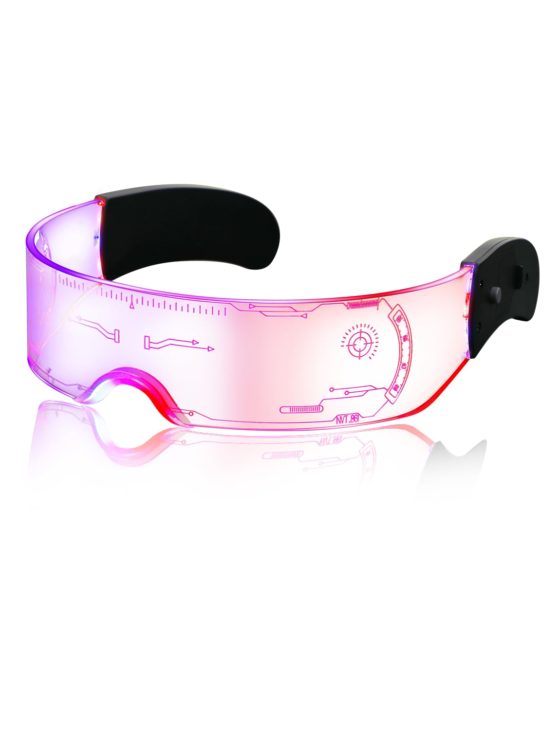 JIMIMORO LED Visor Light Up Glasses - 7 Color & 4 Modes Cyberpunk Futuristic Luminous Cosplay Glasses for Kid Adult