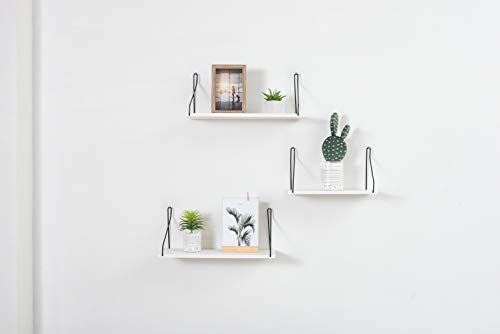 Emmastar Products Industrial Floating Shelves Modern White 3 Pack Piece Set with Easy Install Option or Traditional Screw Mounting