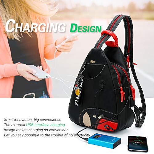 Eshow Small Backpack Purse for Women Nylon Backpack Purse - 2 Way Convertible Casual School Backpacks Hobo Handbag