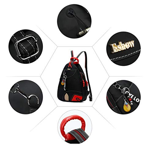 Eshow Small Backpack Purse for Women Nylon Backpack Purse - 2 Way Convertible Casual School Backpacks Hobo Handbag