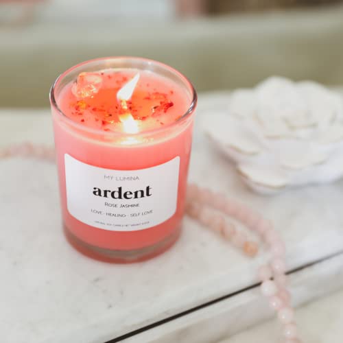 My Lumina Ardent Love Pink Candle - Romantic Sweet Love Candle Natural Soy Wax - Rose and Jasmine Natural Scented Purifying Candle for Aromatherapy