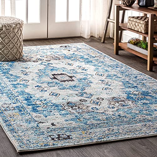 JONATHAN Y Modern Persian Boho Vintage Medallion Cream/Blue 3 ft. x 5 ft. Area-Rug, Bohemian, Easy-Cleaning, for Bedroom, Kitchen, Living Room, Non Shedding (MDP202A-3)