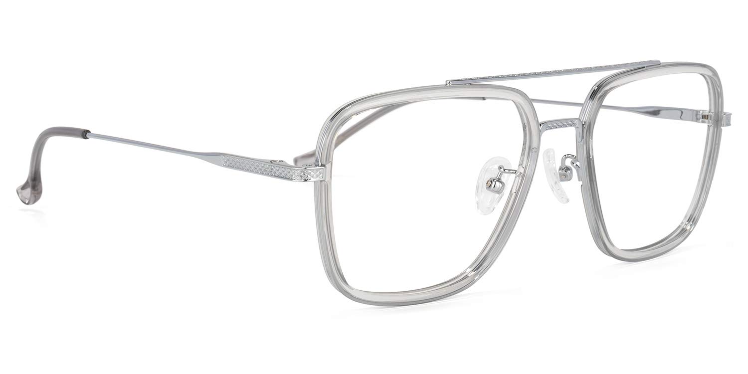 Zeelool Unisex Retro Metal Aviator Eyeglasses Frame for Women Men with Non-prescription Clear Lenses Nayeli Gray-Silver