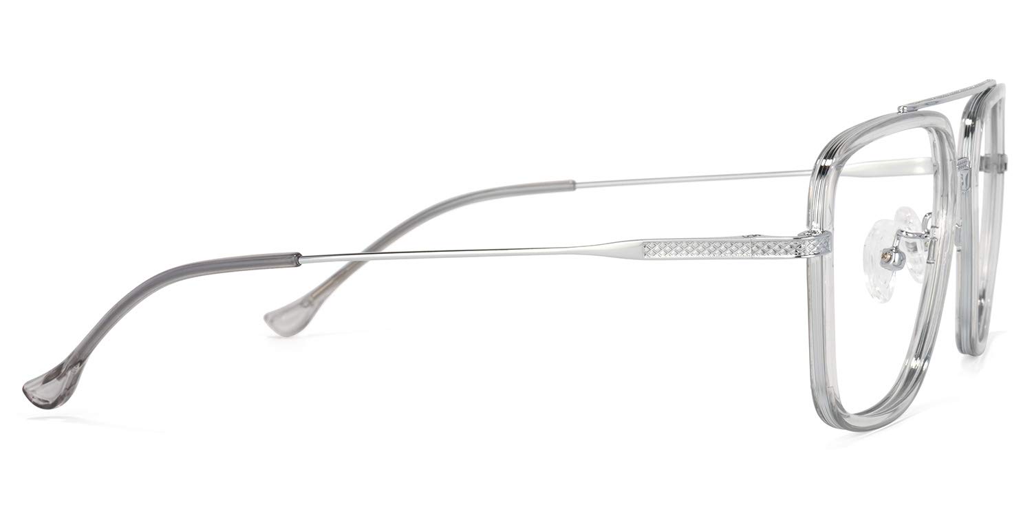 Zeelool Unisex Retro Metal Aviator Eyeglasses Frame for Women Men with Non-prescription Clear Lenses Nayeli Gray-Silver