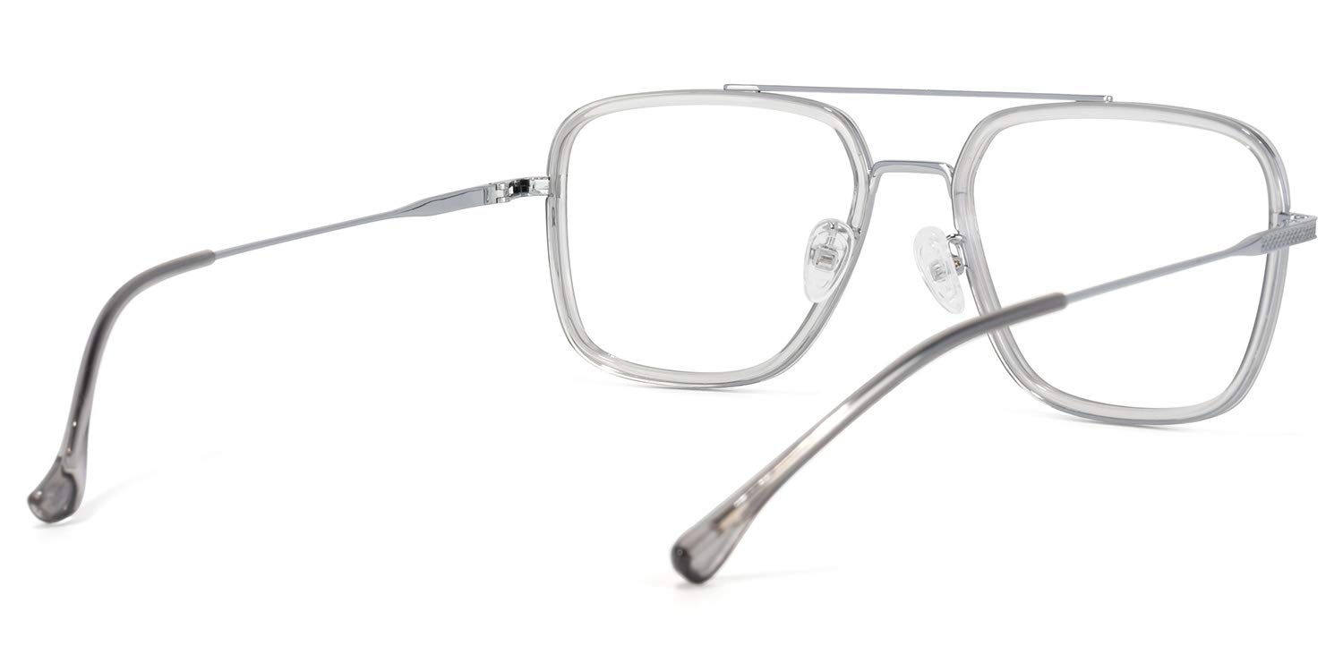 Zeelool Unisex Retro Metal Aviator Eyeglasses Frame for Women Men with Non-prescription Clear Lenses Nayeli Gray-Silver