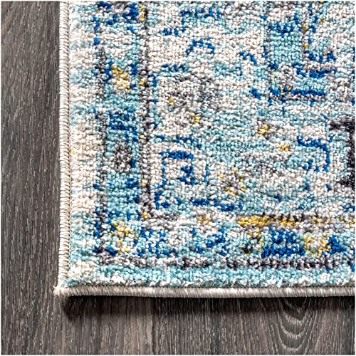 JONATHAN Y Modern Persian Boho Vintage Medallion Cream/Blue 3 ft. x 5 ft. Area-Rug, Bohemian, Easy-Cleaning, for Bedroom, Kitchen, Living Room, Non Shedding (MDP202A-3)