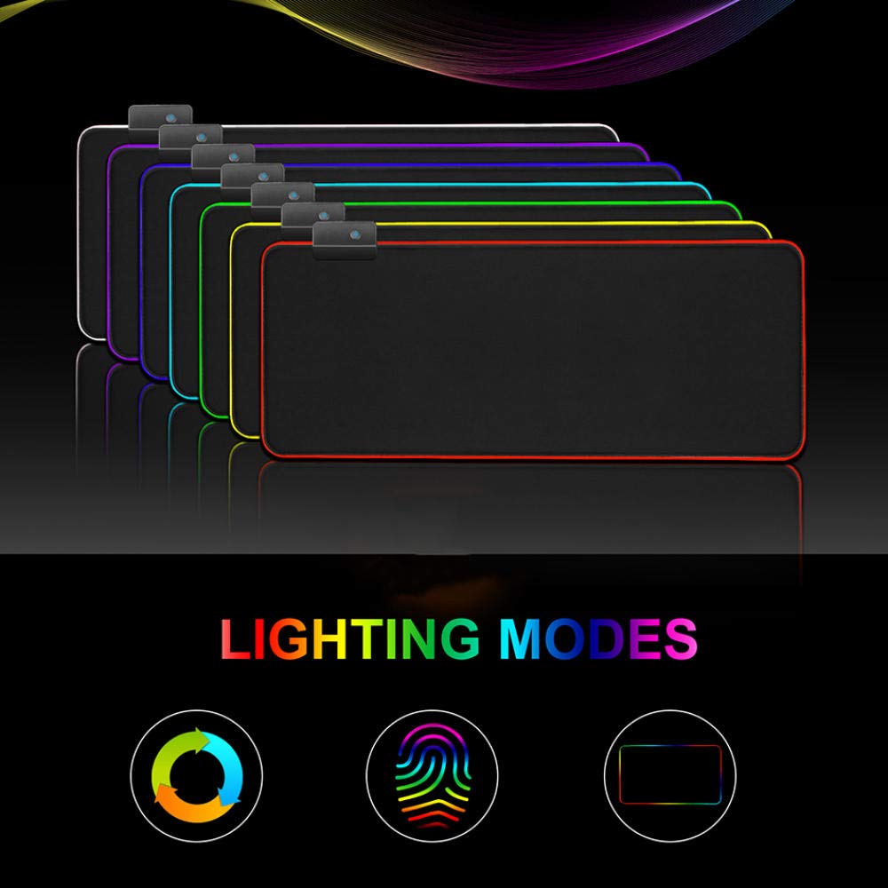 Mouse Pads Green Hexagon Texture Large RGB Gaming Mouse Pad Gaming LED Backlit Mouse Mat Computer Keyboard Non-Slip Desk Mat 23.6x11.8 in
