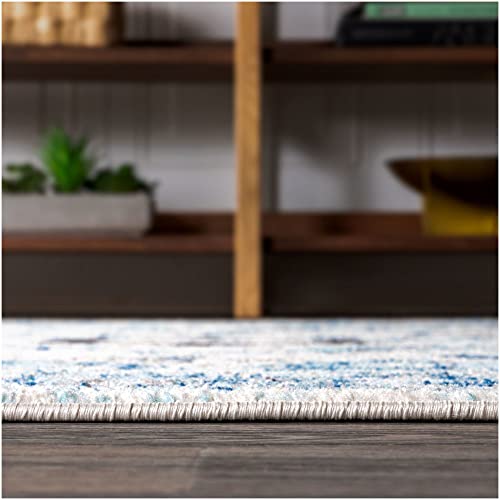 JONATHAN Y Modern Persian Boho Vintage Medallion Cream/Blue 3 ft. x 5 ft. Area-Rug, Bohemian, Easy-Cleaning, for Bedroom, Kitchen, Living Room, Non Shedding (MDP202A-3)