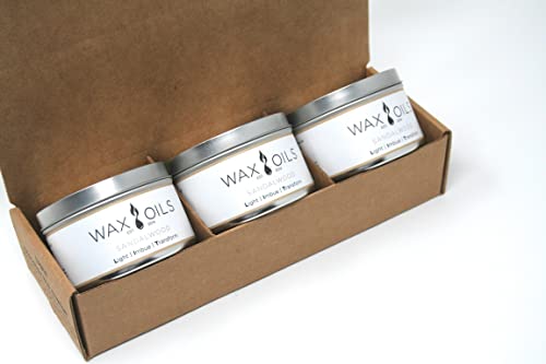 WAX OILS EST. 2014 Scented Candles - Sandalwood (Pack of 3) Soy Aromatherapy Candles, 8oz