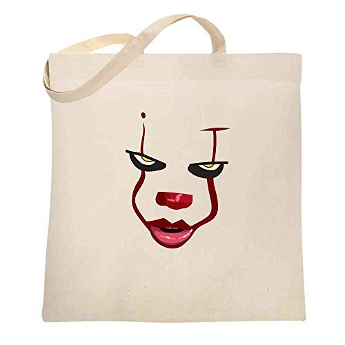 Pop Threads Clown Face Horror Scary Movie Halloween Spooky Natural 15x15 inches Large Canvas Tote Bag
